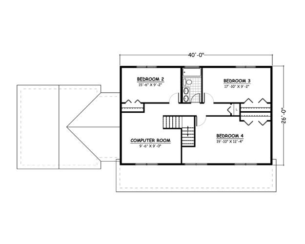Free Home Plans - New Line Home Design Plan #442-02 - 4 Bedroom, 3 Bath ...