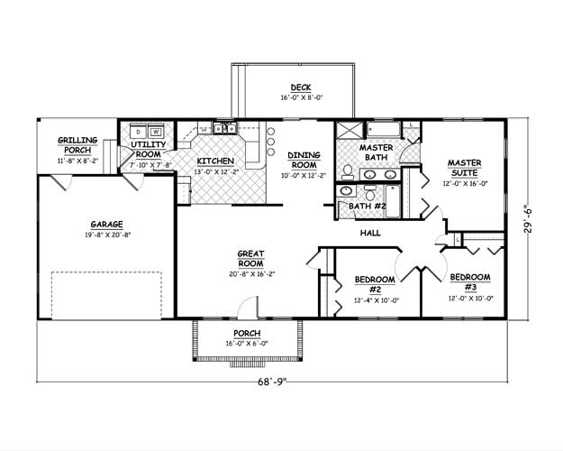 Free Home Plans - New Line Home Design Plan #454-01 - 3 Bedroom, 2 Bath ...